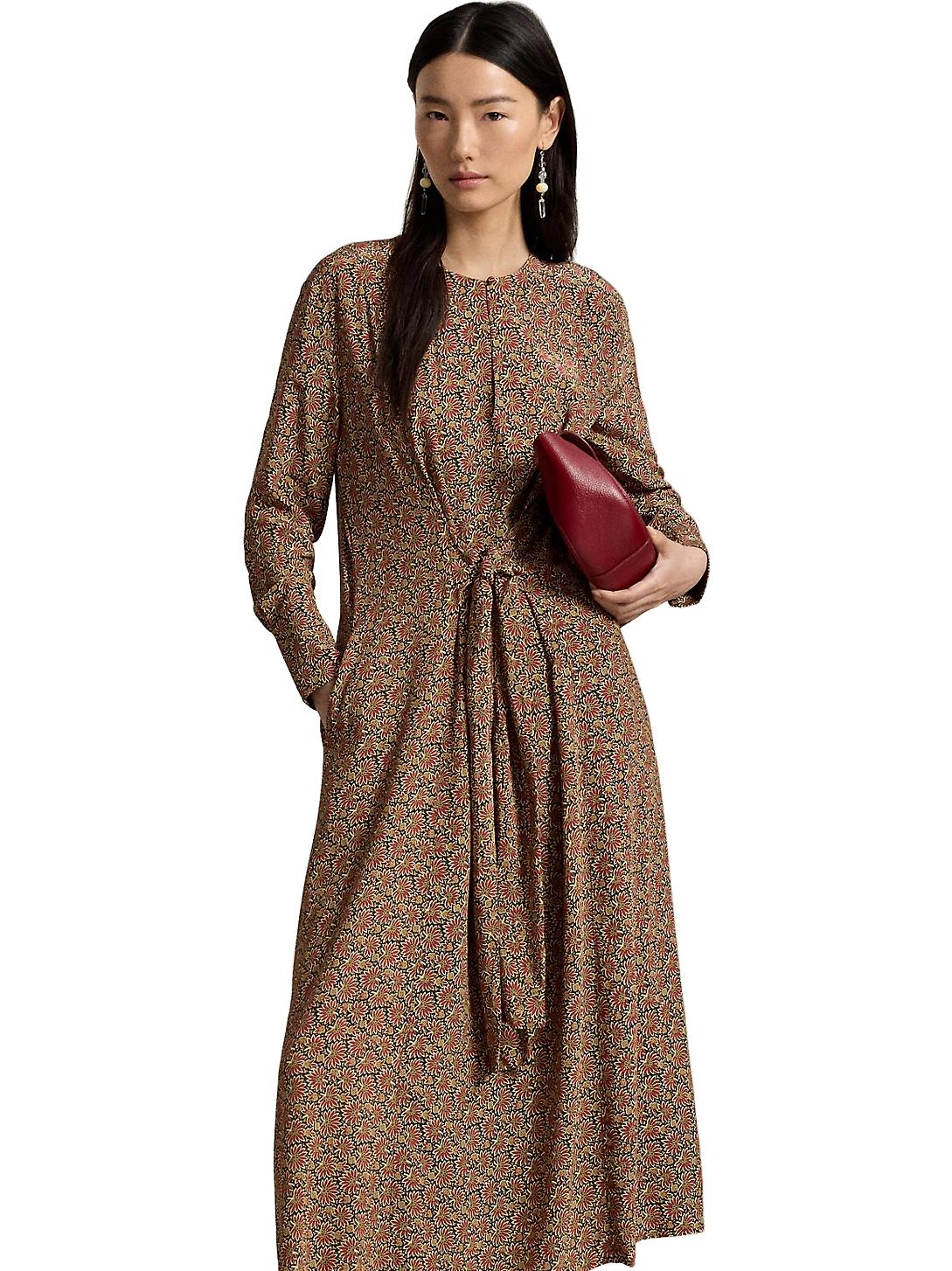RALPH LAUREN Ralph Lauren Floral Tie-Front Crepe Dress